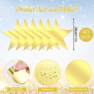 40 Pcs 11 Inch Large Gold Star Cutouts Gold Stars Decoration Double Printed Paper Stars Movie Night Supplies Hollywood Theme Party