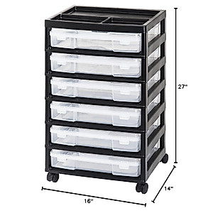 IRIS USA 6-Compartment Project Case Scrapbook Chest, 6 Drawers-15-22/25 x 14-1/4 x 26-3/4 Inches, Black