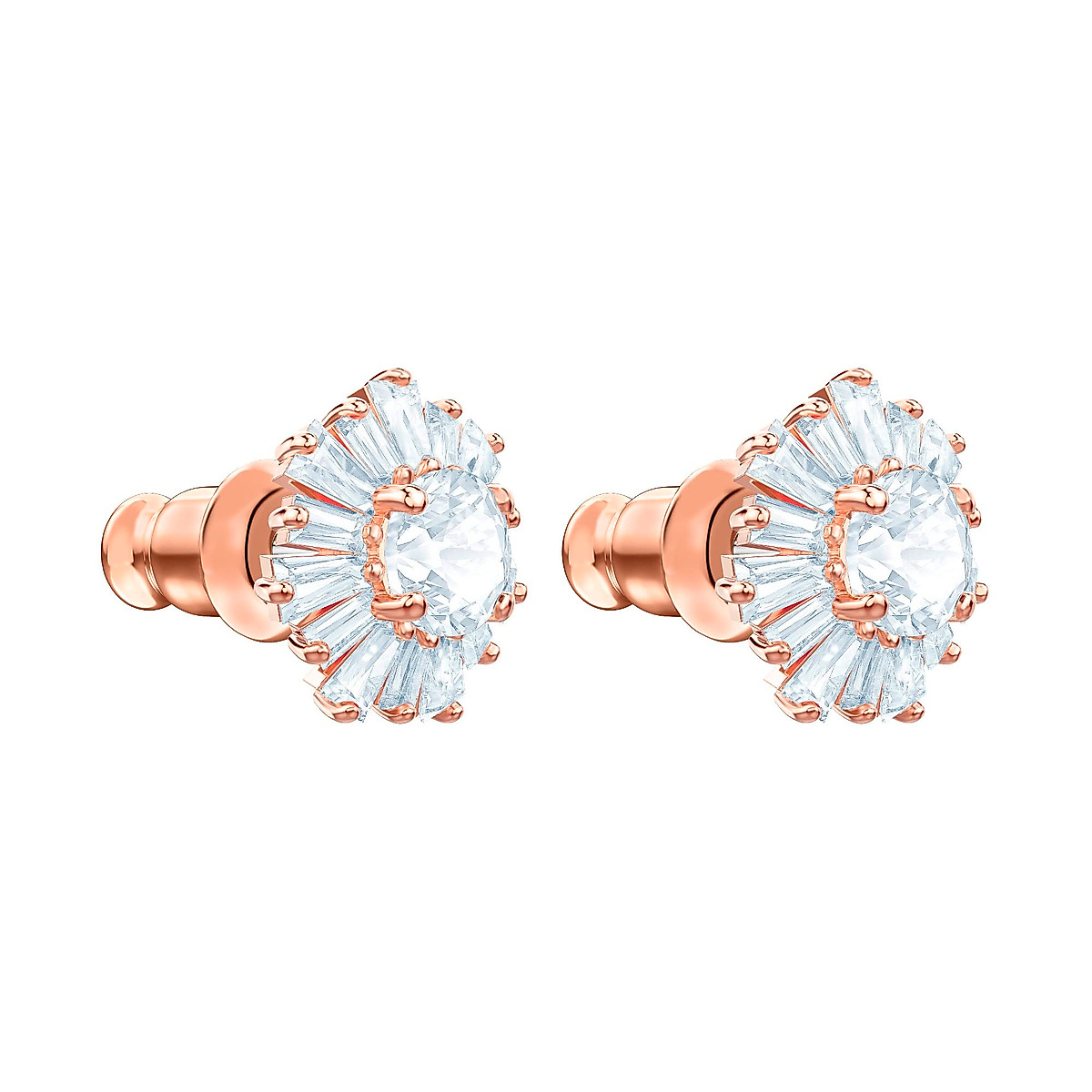 Swarovski Sunshine Collection Stud Earrings with Sun-Shaped White Crystal Centerpiece in a Rose-Gold Tone Plated Setting