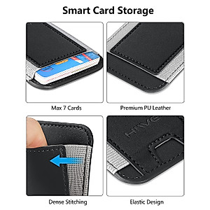 2 Pack Phone Card Holder - Premium Leather Wallet, Strong Adhesive, Fits 7 Cards, Compatible with iPhone, Samsung & Most Smartphones