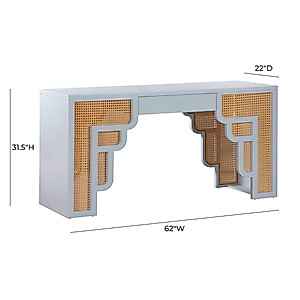 TOV Furniture Suzie Pastel Blue & Rattan Desk