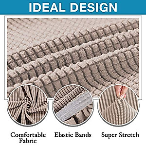 Flamingo P Oversized Ottoman Slipcover Jacquard Polyester Stretch Fabric Rectangle Folding Storage Stool Ottoman Cover Furniture Protector for Living Room (X-Large, Sand)