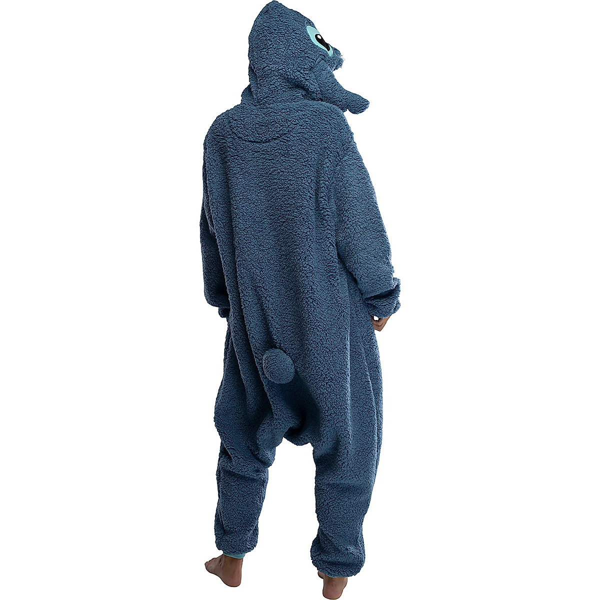Disney Lilo & Stitch Adult Stitch Kigurumi Cosplay Costume Sherpa Union Suit Pajama Outfit (L/XL) Blue