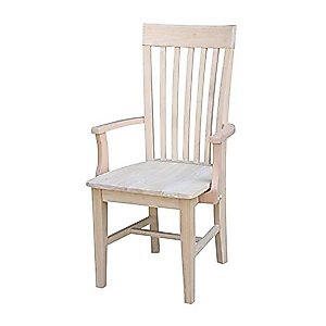 International Concepts Tall Mission Chair with Arms, Unfinished