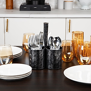 Mind Reader 3-Compartment Caddy Utensil Holder, Black