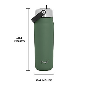 S'well Recycled Stainless Steel Explorer with Flip Straw Lid, 24oz, Green Jasper, Triple Layered Vacuum Insulated Containers Keeps Drinks Cold for 36 Hours and Hot for 8