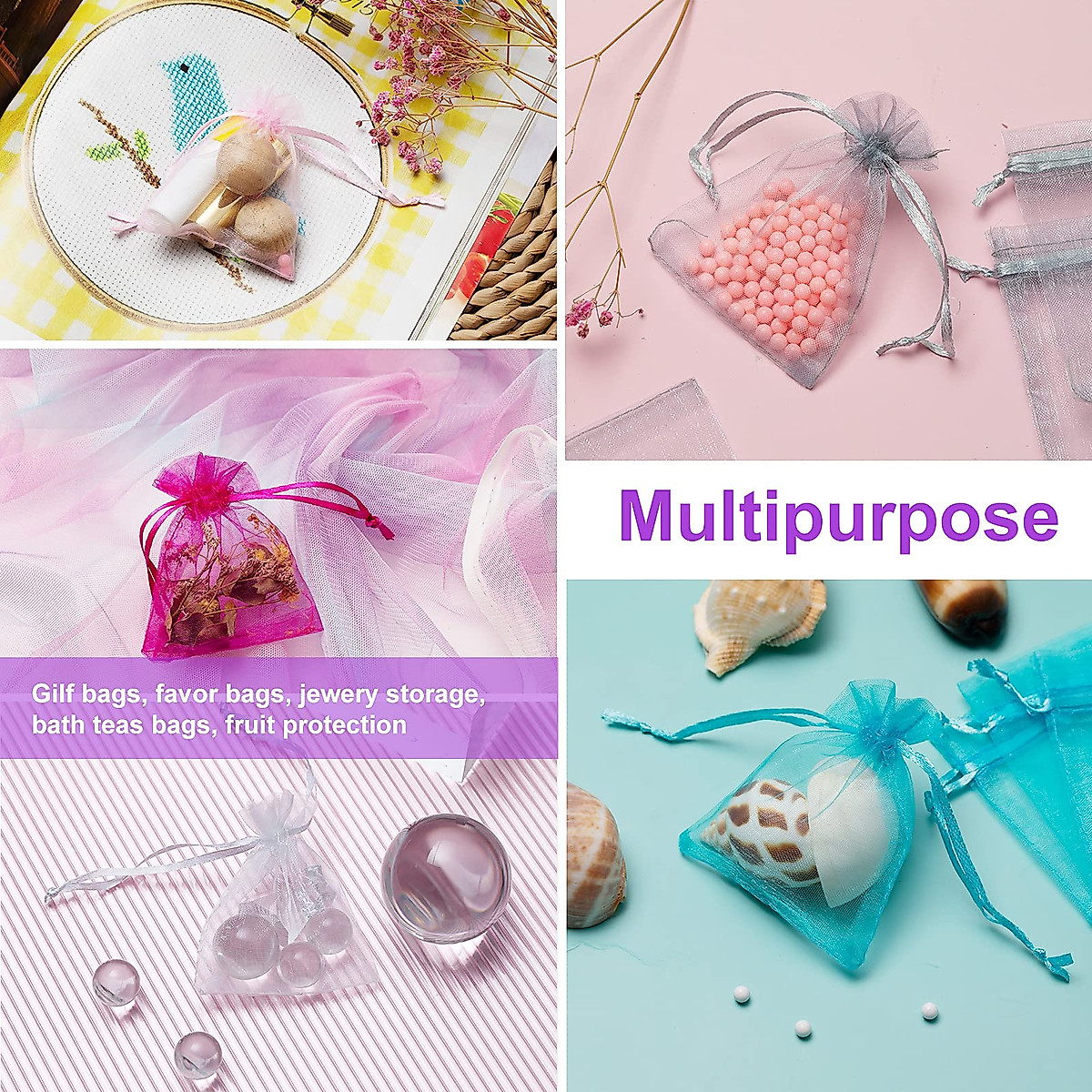 CLRBEATTY 100 Pcs Sheer Gift Bags,2.8"x3.6" Sheer Organza Bags,Drawstring Organza Jewelry Pouches,Organza Drawstring Bags for Wedding Party Festival Christmas Favor Gift(Red)