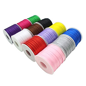 Jesep 1/8" Soild Satin Ribbon Boutique Gift Wrapping Package Ribbon, DIY Crafts, Balloons, Florists, Showers Ribbon Assorted Colors Ribbon (Pack of 12)