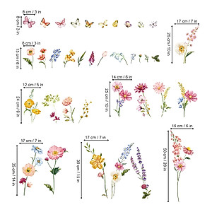 decalmile Flower Wall Decals Daisy Wildflower Grass Butterflies Wall Stickers Girls Bedroom Living Room Home Office Wall Decor