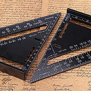 Triangle Ruler 7 Inch Metric Aluminum Alloy Adjustable Square, 090° Oxidation Roofing Triangle Angle Protractor Layout Guide(Metric System)