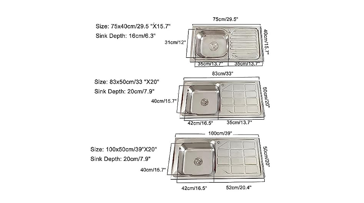 Durable Free Standing Commercial Kitchen Sink - Stainless Steel Utility ...