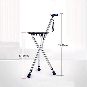 Folding Walking Stick with Seat Adjustable Height Tripod Cane Hiking Chair Aluminium Portable