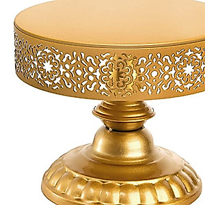 Suwimut 3-Set Cake Stand Gold Antique Metal Round Cupcake Stands Metal Dessert Display for Wedding Birthday Party, 12 Inch, 10 Inch, 8 Inch