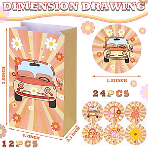 Tudomro 36 Pcs Two Groovy Boho Hippie Party Favors Bags with Stickers Two Groovy Party Decorations for Birthday Baby Shower Party Supplies