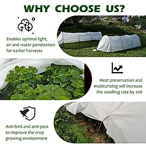 JUNKOGO Plant Freeze Protection Cover, 5x60ft Frost cloth winter garden blanket, floating row cover for cold weather and shade, perfect for outdoor vegetables, trees, greenhouse