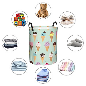 Ice Cream Cones Print Laundry Hamper, Storage Basket Toy Organizer Collapsible Waterproof For Bedroom Bathroom