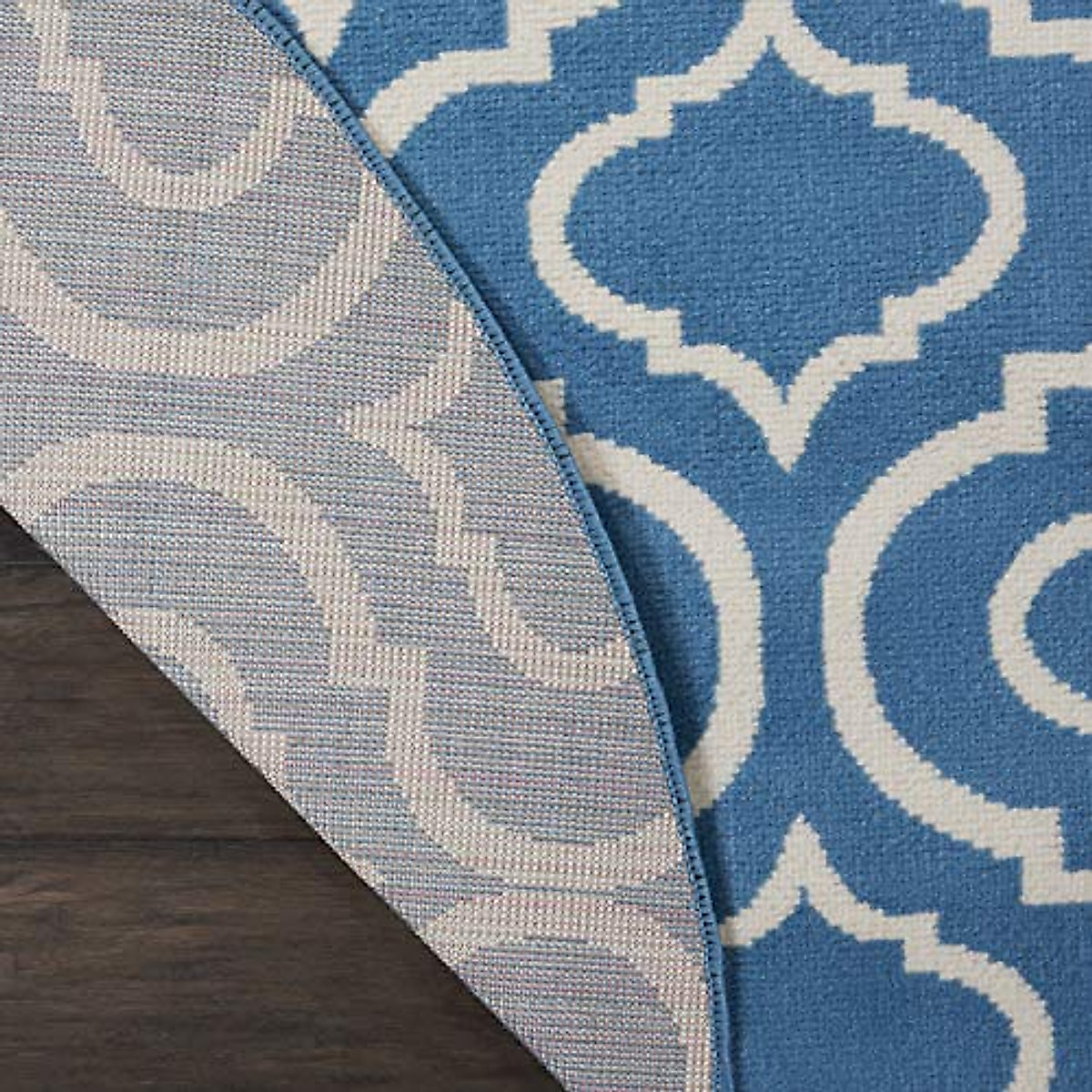 Nourison Jubilant Trellis Blue 8' x Round Area -Rug, Easy -Cleaning, Non Shedding, Bed Room, Living Room, Dining Room, Kitchen (8 Round)