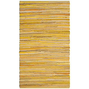 SAFAVIEH Rag Rug Collection Accent Rug - 2'3" x 5', Yellow & Multi, Handmade Boho Stripe Cotton, Ideal for High Traffic Areas in Entryway, Living Room, Bedroom (RAR130H)