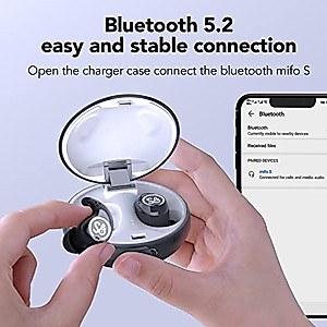 mifo S True Wireless Earbuds Active Noise Canceling, Wireless Earbuds Bluetooth 5.2, 6Mics ENC Noise Cancelling Headphones, IPX7 Waterproof, Deep Bass Wireless Sport Earbuds in Ear Headphone(Black)