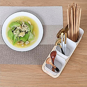 Jaugufiy Cutlery Drying Rack Holder Utensil Drying Rack Basket, Cutlery Holder with Bamboo Base for Bar Kitchen Countertop Storage, Organize Forks, Knives, Spoons