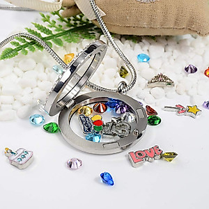 Happy 13th Birthday Gift, Floating Charms Memory Locket, Diy Stainless Steel Pendant Necklace with Birthstones for Niece Daughter Granddaughter Cousin Best Friend Sister Classmate