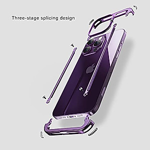 OATSBASF Aluminum Bumper Case Compatible with iPhone 14 Pro Max, Minimalist Style Bumpers Case for iPhone 14 Pro Max 6.7-inch (Purple)
