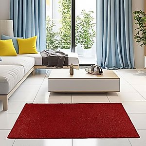 Bright House Solid Color Custom Size Runner Area Rugs Red - 2' x 3' Rectangle, Indoor, Stain Resistant, Perfect for Living Room, Bedroom, Dining Room, Entryway, Pet & Kids Friendly Rug, Wedding