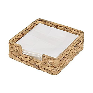 StorageWorks Water Hyacinth Napkin Holder, Wicker Baskets and Serving Tray for Kitchen, Rattan Napkin Holders for Tables, 7 ½"L x 7 ½"W x 2 ¾"H, 1 Pack
