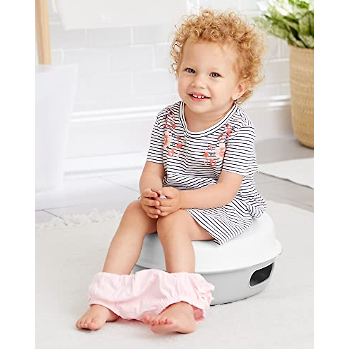Skip Hop Potty Training Toilet, Go Time 3-in-1 Potty, White/Grey