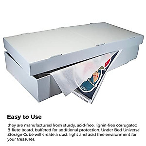 Lineco, Under Bed Storage Bins, Large Capacity Box with Lid, Archival Storage Containers for organizing Wedding Dress, Quilts, Gowns, Family Heirlooms, forever Keepsake Garment Box, 40x18x6 Inch