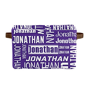 XIUCOO Monogram Purple Personalized Custom Name Waterproof Storage Boxs Baskets Clothes Towel Book for Bathroom Office 1 Pack