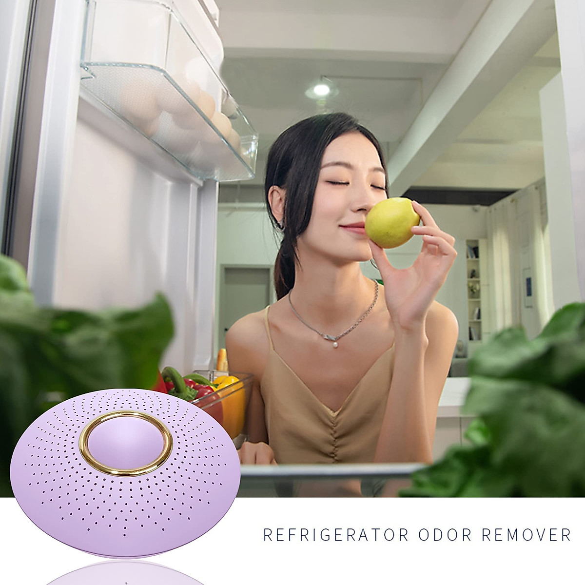 WARMON Refrigerator Deodorizer,Portable USB Rechargeable Refrigerator deodorizer, Outperforms Than Baking Soda and Charcoal Bags,Fridge and Freezer Odor Absorber to Keep Food Fresh Longer(Lilac)