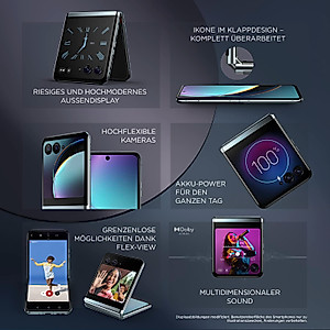 Motorola razr 40 Ultra 5G 256GB Storage + 8GB RAM - 6.9"/3.6" FHD Display - Dual SIM (Nano SIM + eSIM) Unlocked Android 13 Flip Phone - International Version (Glacier Blue)