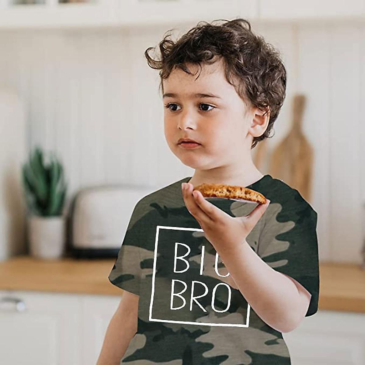 MNLYBABY Big Brother Shirt Toddler Baby Boy Promoted to Big Brother Announcement Tshirt Infant Short Sleeve Clothes Camo