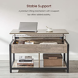 VASAGLE Coffee Table, 19.7 in x 39.4 in x 24.4 in, Greige