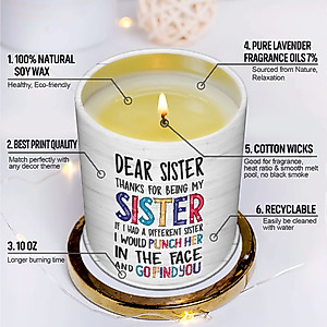 Sister Gifts from Sister, Christmas Gifts for Sister, Sister Birthday Gifts from Sister - Best Friend Giftss for Women - Birthday Gifts for Sister, Best Friend, BFF, Bestie, Soul Sister Candle 10Oz