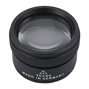 30X Portable Pocket Reading Magnifier Optics Loupes Mini Desk Magnifier Loop Microscope Magnifying Glass Lens for Jeweler Coins Maps Antiques Magazines Electronics (30X 40MM)