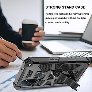 Ailiber Compatible with OnePlus Nord N100 Case with Screen Protector, for Magnetic Car Mount, Kickstand Holder, Rugged Shockproof Bumper Military Grade Armor Protective Cover 1+Nord N100-Black