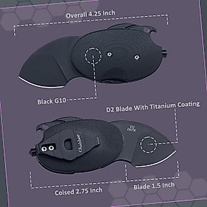 JIN Chubbee Small Folding Knife, 1.5" D2 Blade DIY Knife Kit, Cool Pocket Knife for Mens Gifts Black G10 Handle EDC for Camping, Hiking