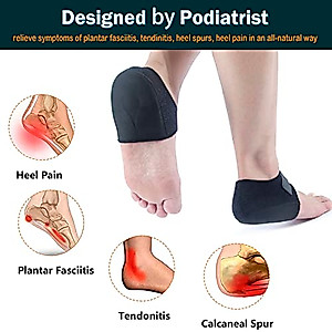Heel Cups for Plantar Fasciitis Heel Pain for Men & Women, Gel Heel Cups for Heel Spur, Heel Protectors, Heel Cushion Achilles Tendinitis, Dry Cracked Heels, Heel Pads (Women 6-9.5__ Men 5-8, Black)