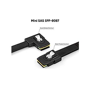 CableCreation 2 Pack Short Internal Mini SAS SFF-8087 to Right Angle SFF-8087 Cord, Internal Mini SAS to Mini SAS Cable, Compatible with RAID or PCI Express Controller, 2.5FT /0.75M…