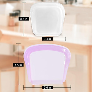 KVK 6 Pack Reusable Snack Bags, Flat Model Multi-Use Reusable Freezer Storage Bags, Premium Silicone Bags for Food Storage Freezer Microwave Oven Dishwasher Safe