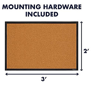 Quartet Cork Board Bulletin Board, 2' x 3' Framed Corkboard, Black Frame, Decorative Hanging Pin Board, Perfect for Home Office Decor, Home School Message Board or Vision Board (MWDB2436-BK)