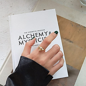 CZ Bee 925 Sterling Silver Ring for Women 14K Gold Plated Cubic Zirconia Crystal Texture Animal Honeybee Statement Open Band Rings Comfort Fit Adjustable Expandable Finger Jewelry Dainty