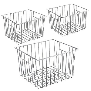 iPEGTOP Wire Storage Baskets and Deep Refrigerator Freezer Baskets, White- 3 Large and 6 Medium