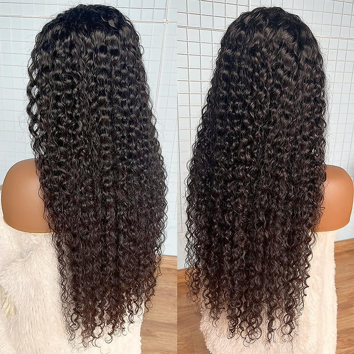 SWEETGIRL Water Wave Lace Front Wigs Human Hair Pre Plucked 13x4 HD Lace Frontal Wigs Human Hair Curly Wigs for Black Women Wet and Wavy Human Hair Lace Front Wigs 180 Density 20 Inch Natural Color