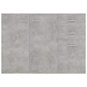 INLIFE Sideboard Server Storage Cabinet with 3 Doors and 2 Drawers Chipboard Console Table for Dining Room,Entryway,Office,Bedroom End Side Table Concrete Gray 41.3"x11.8"x29.5"(LxWxH)