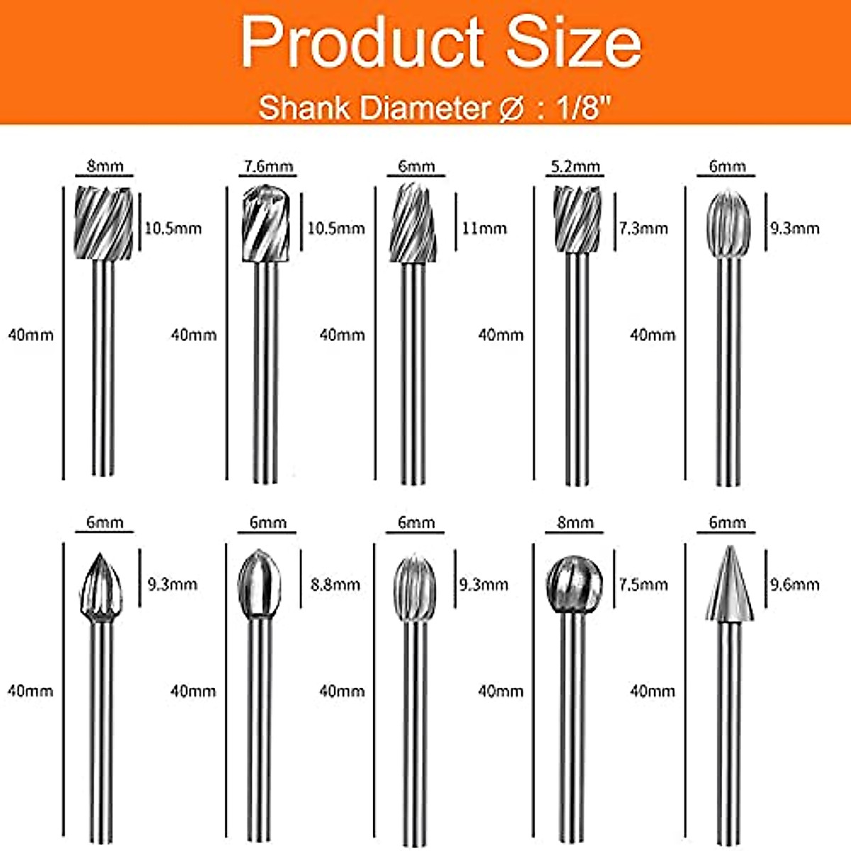 20Pcs Rotary Burr Set with 1/8 Inch(3mm) Shank, HSS Routing Router for DIY Woodworking, Engraving, Carving, Drilling