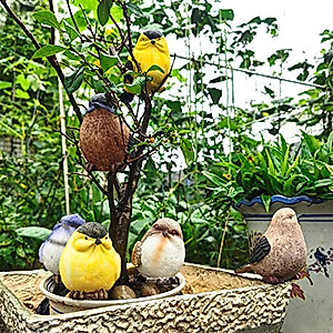 PUOO 3 Pieces Garden Birds Statues,Lawn Decorated Bird Figurine,Indoor Home Decor Resin Bird,Outdoor Patio Garden Tree Decoration Statue (Set 2)