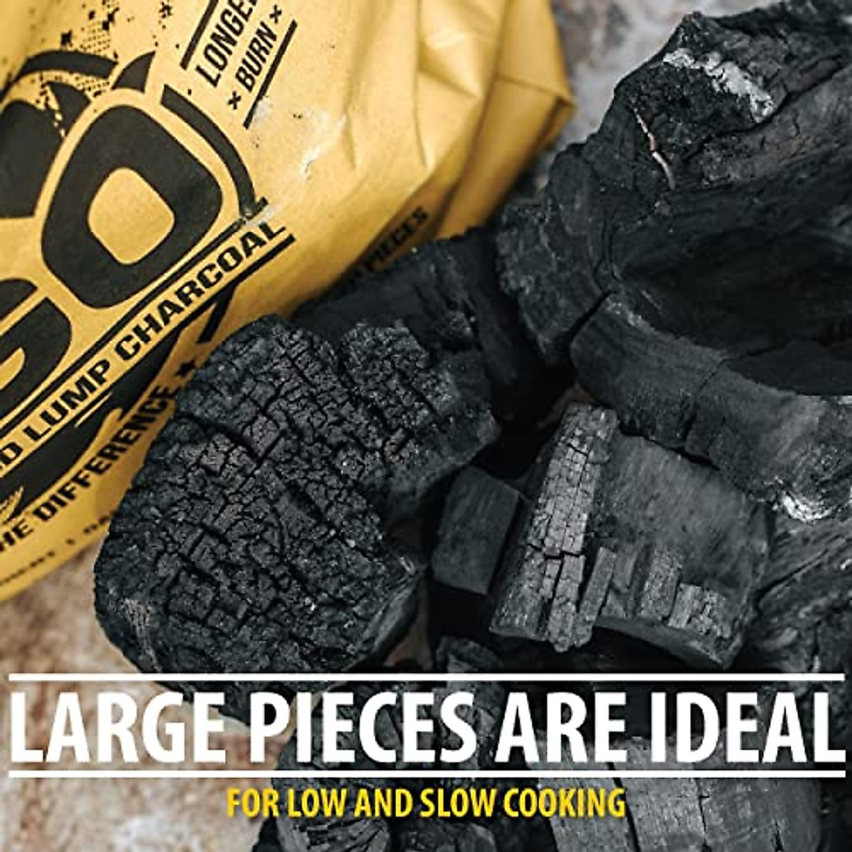 FOGO Super Premium Hardwood Lump Charcoal, Natural, Large Sized Lump Charcoal for Grilling and Smoking, Restaurant Quality, 17.6 Pound Bag, 2-Pack